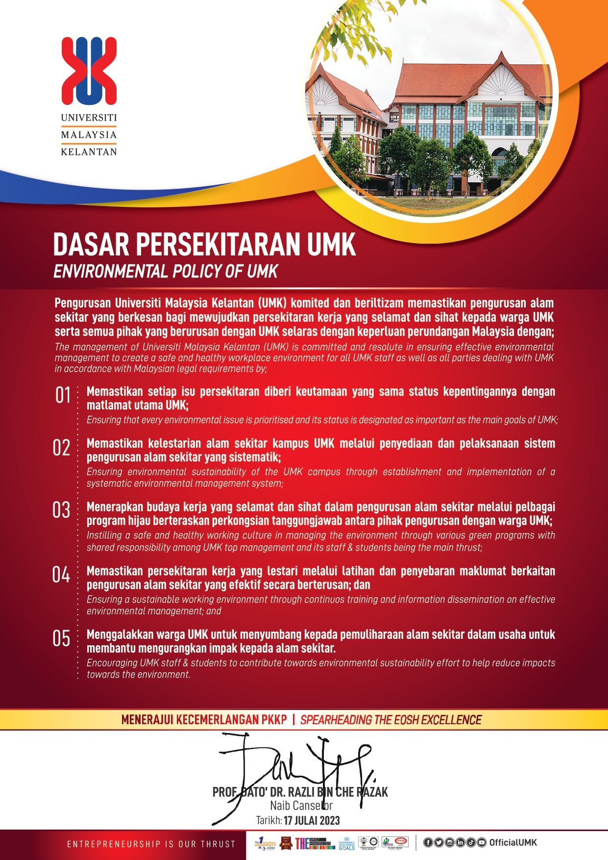 DASAR PERSEKITARAN UMK | PUSAT PENGURUSAN PERSEKITARAN KESELAMATAN DAN ...