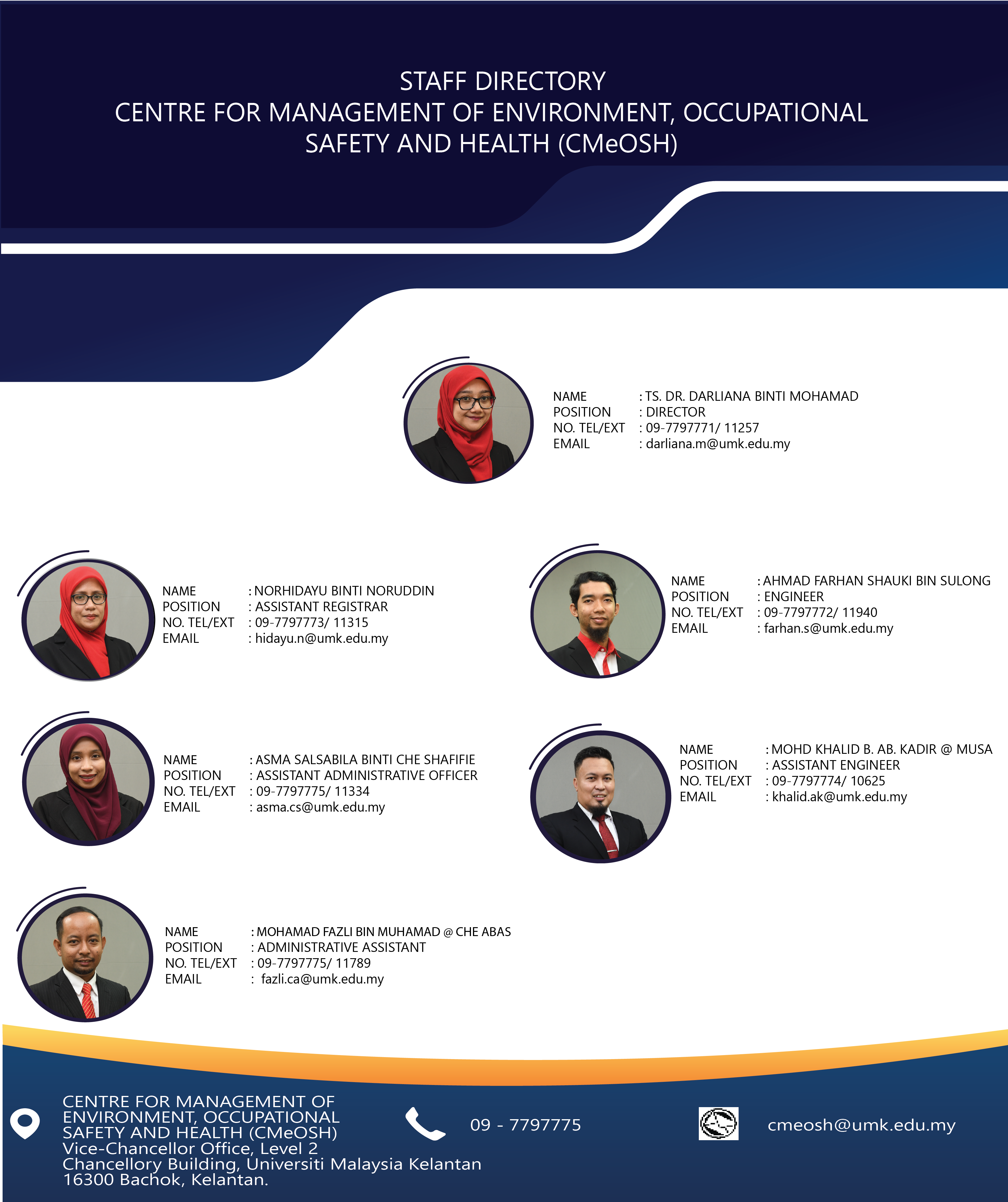 STAFF DIRECTORY | Centre For Management Of Environment, Occupational ...